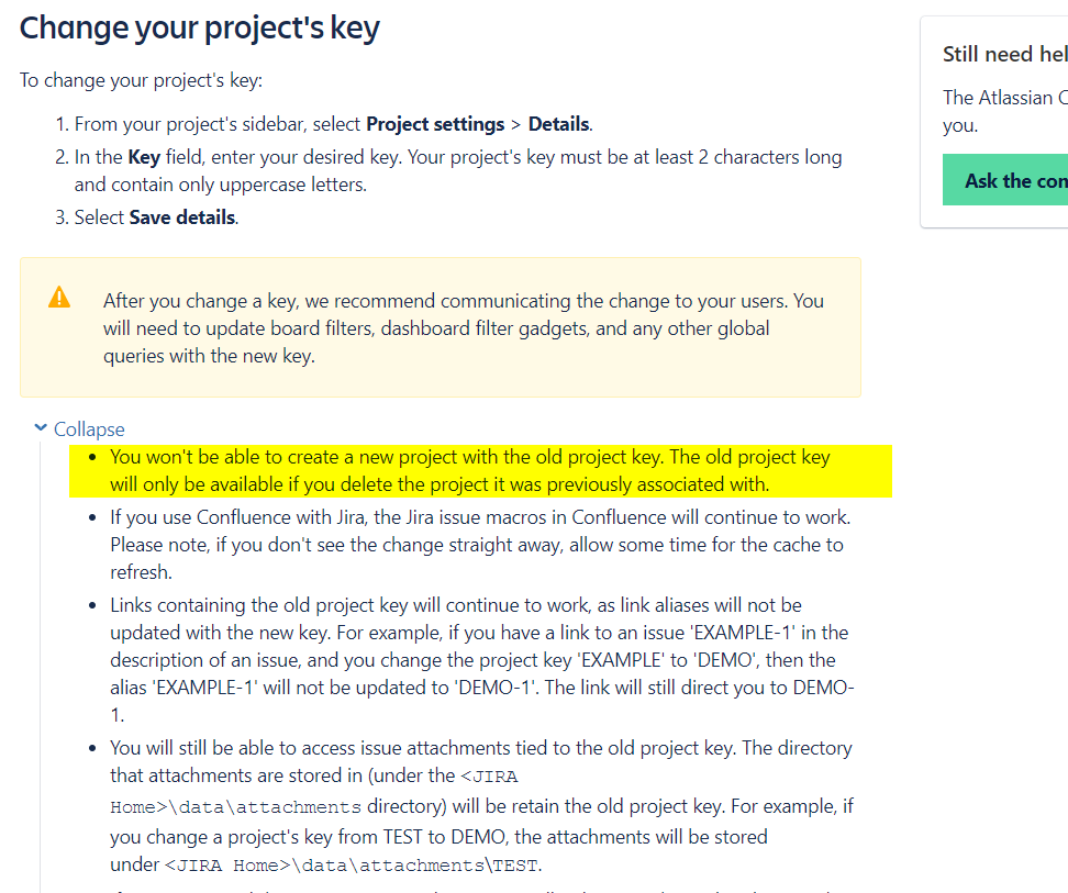 Solved: Project Keys Already in Use?