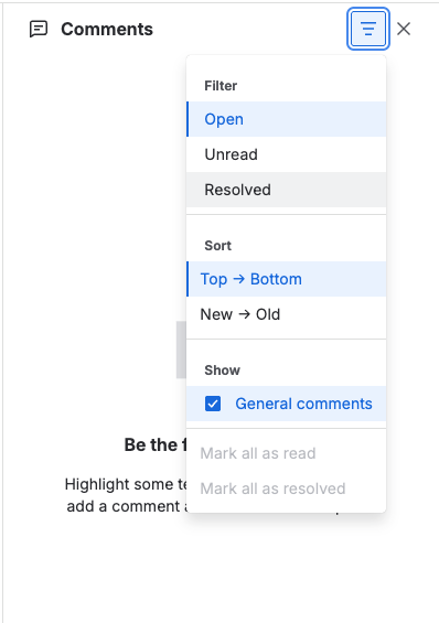 How do you see resolved comments?