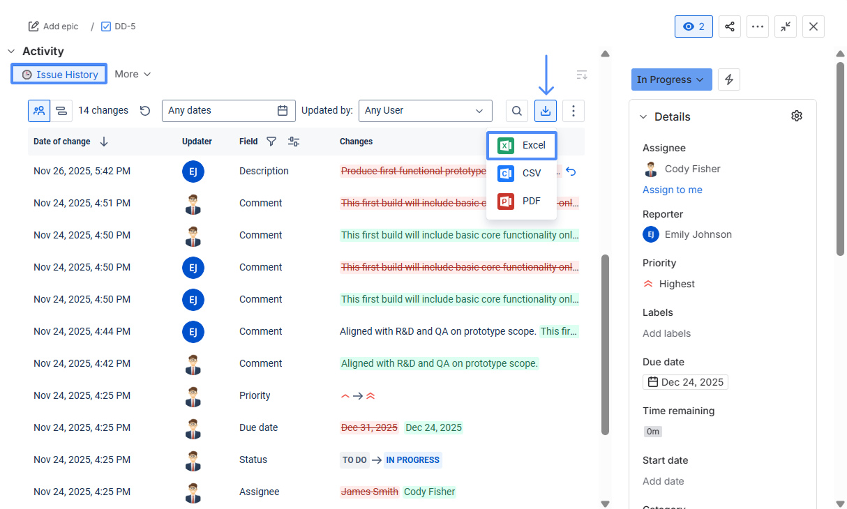 Jira Excel Export: Get a Full Change History in Minutes
