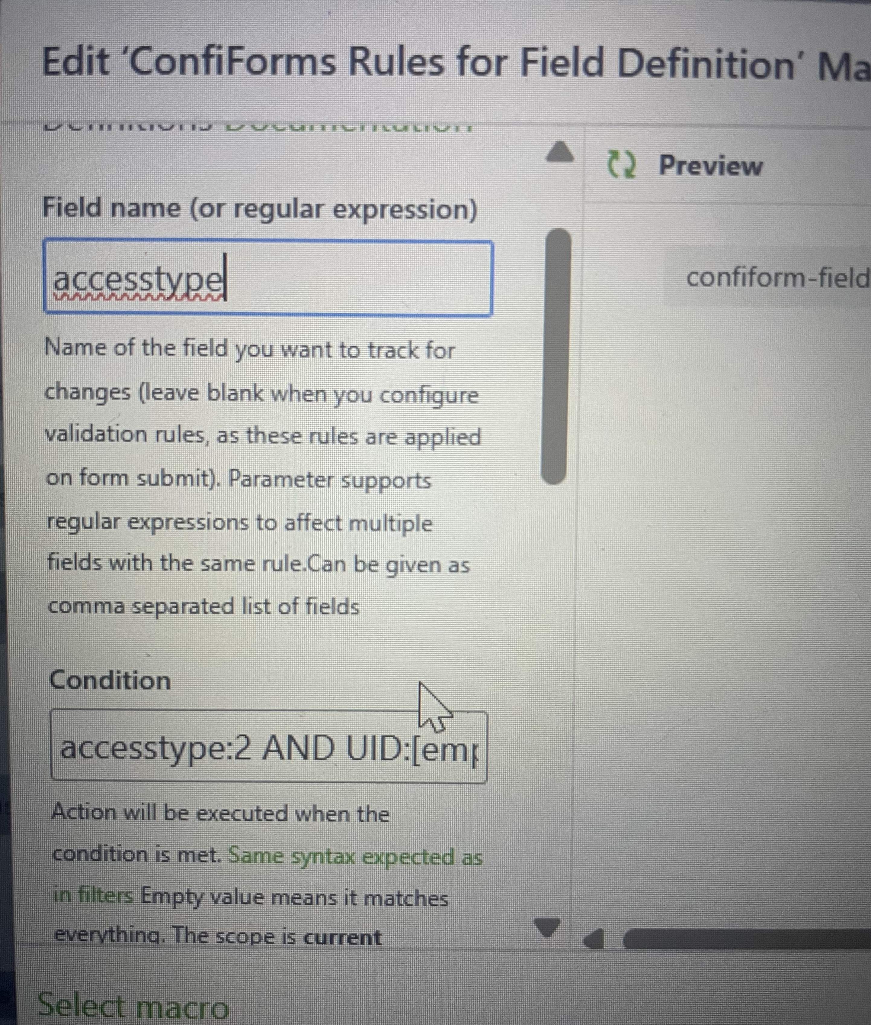 Confiform - Empty Field Validation Rule