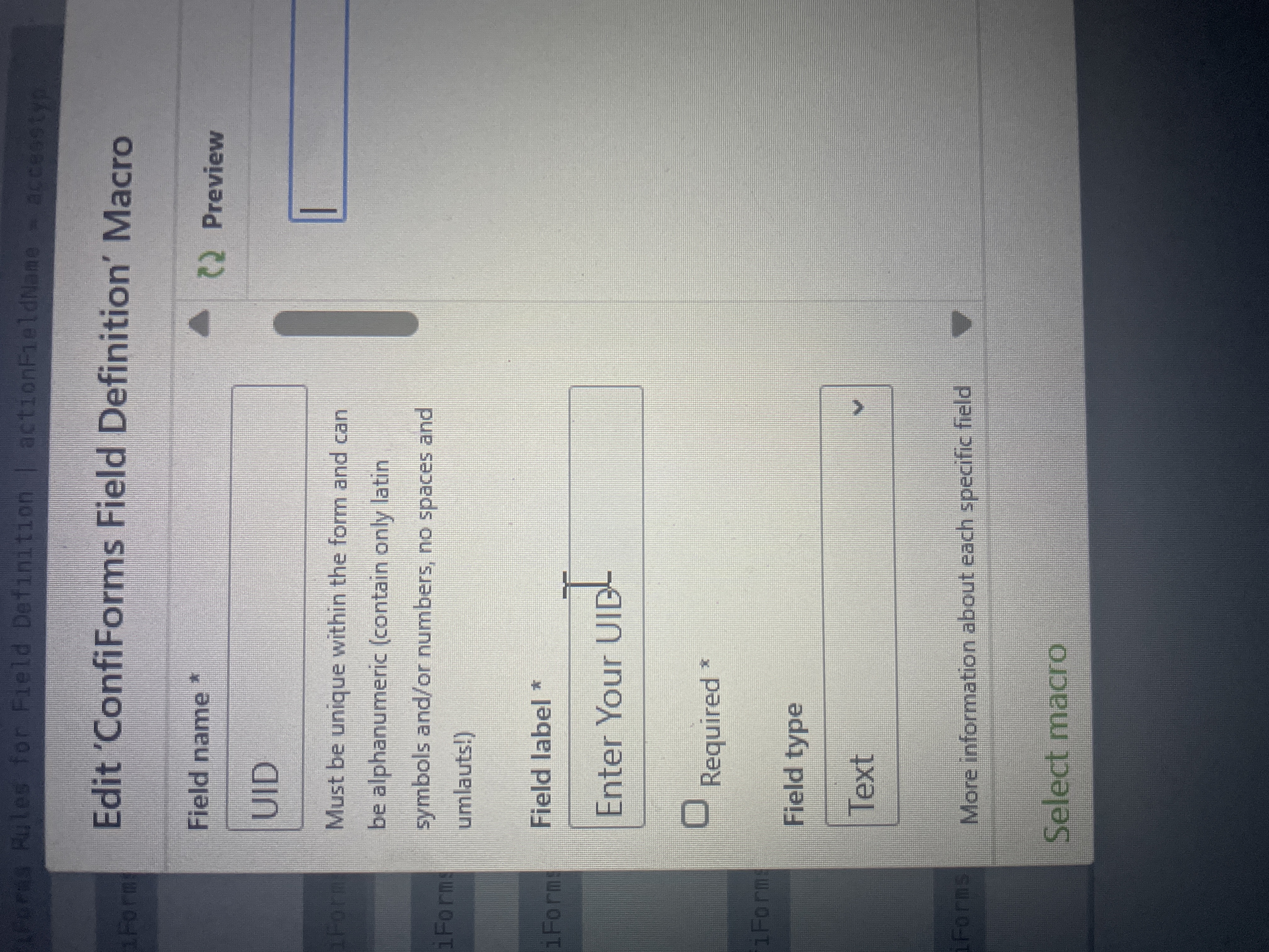 Confiform - Empty Field Validation Rule