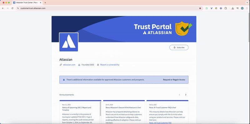 Atlassian Trust Portal