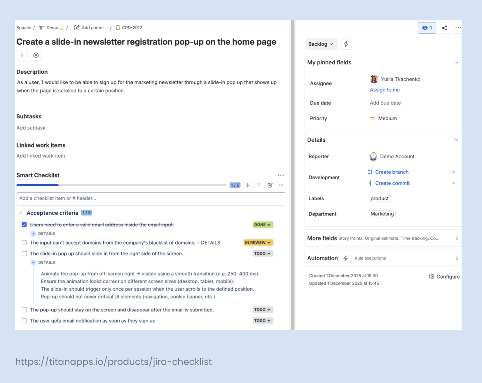 Acceptance criteria in Jira: how to write, store, ... - Atlassian Community