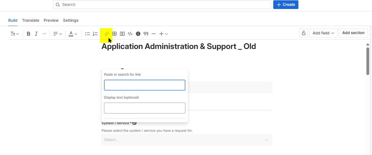 Configuring Downloadable Hyperlink in JSM Form