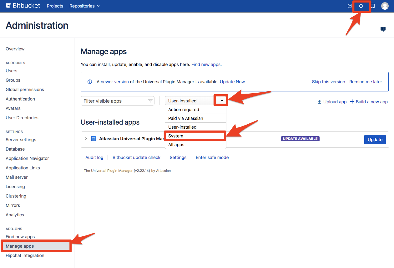 Bitbucket Server Plugins - Missing system plugin f...