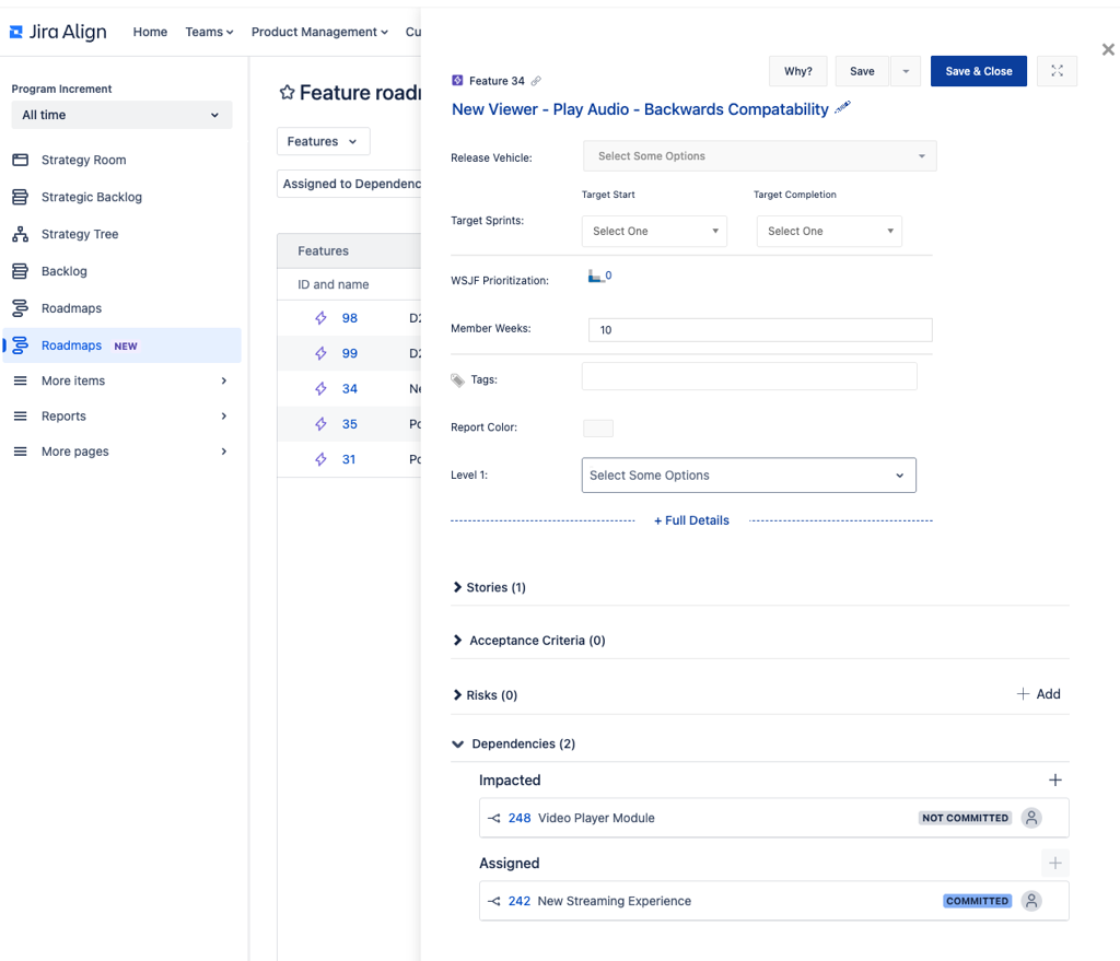 Enhanced Dependency Modeling in Jira Align