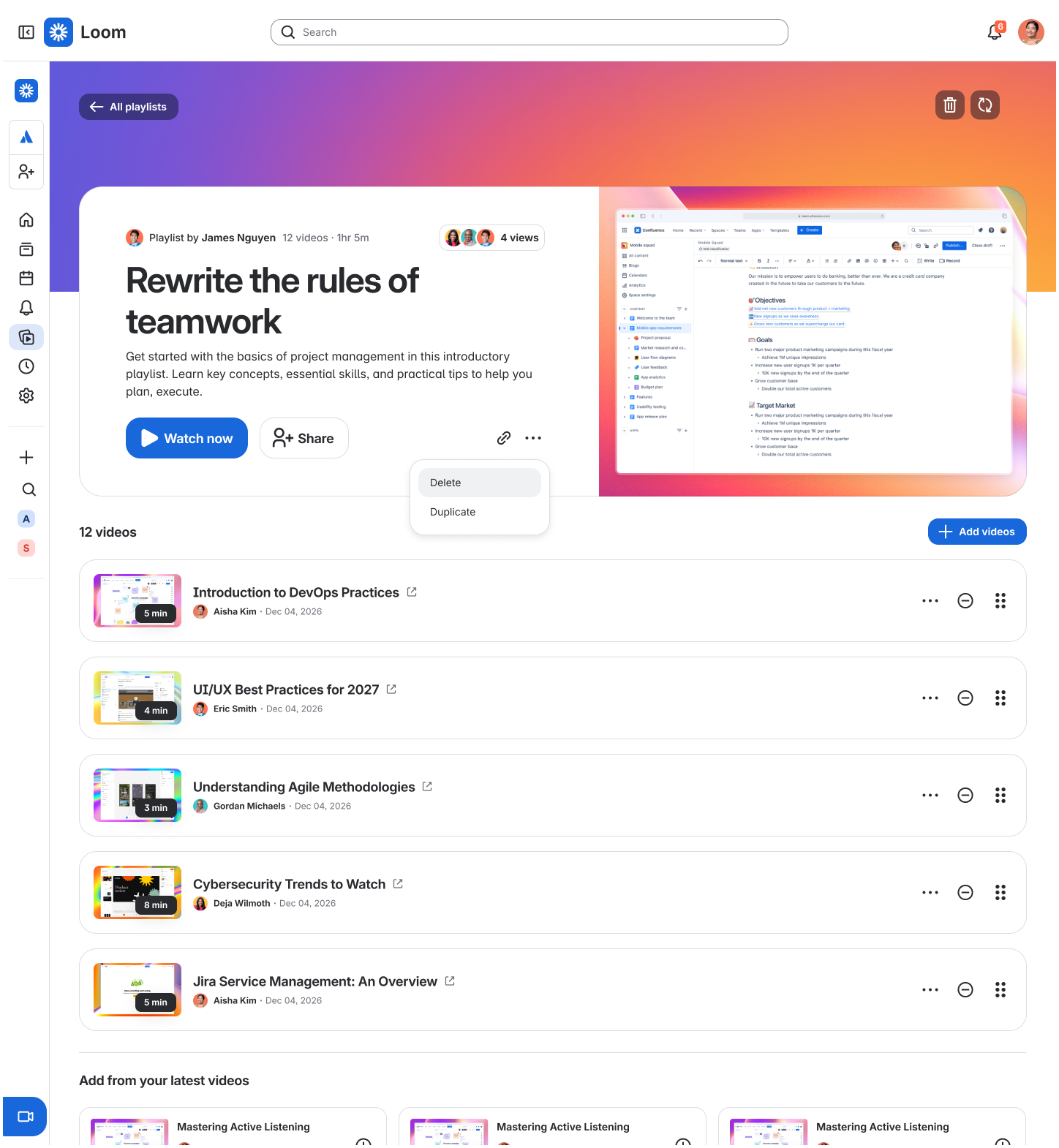 📣 Get Early Access: Loom Playlists and our new vi... - Atlassian Community