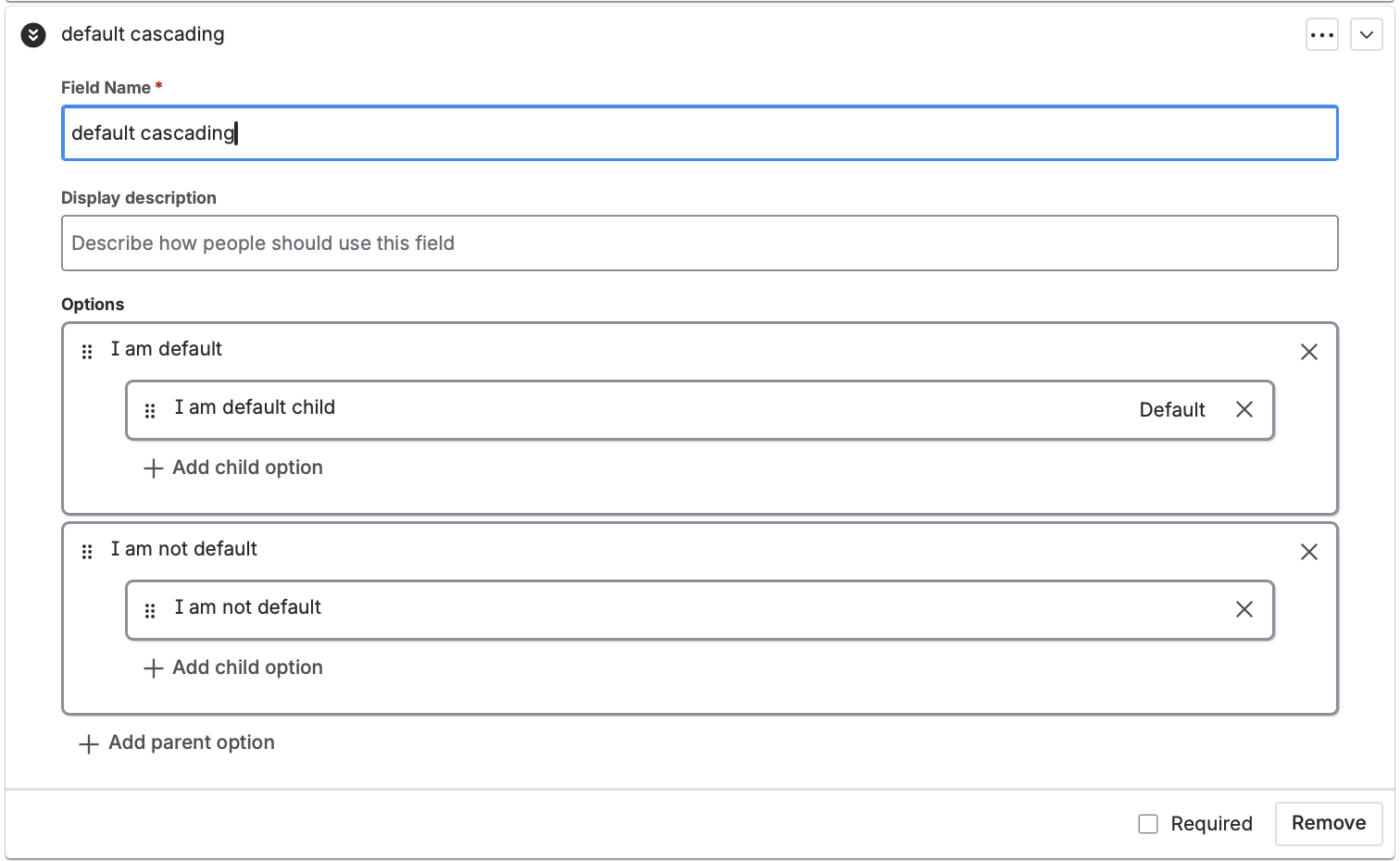 Team Managed Project: Default value for Cascading ...