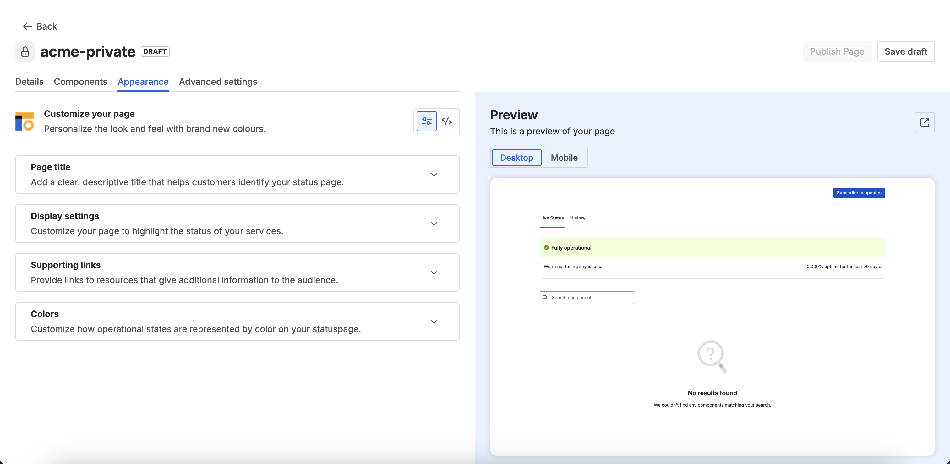 Private Status Pages in Jira service management