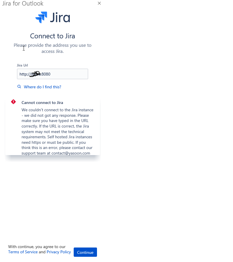 Couldn't connect to the Jira instance
