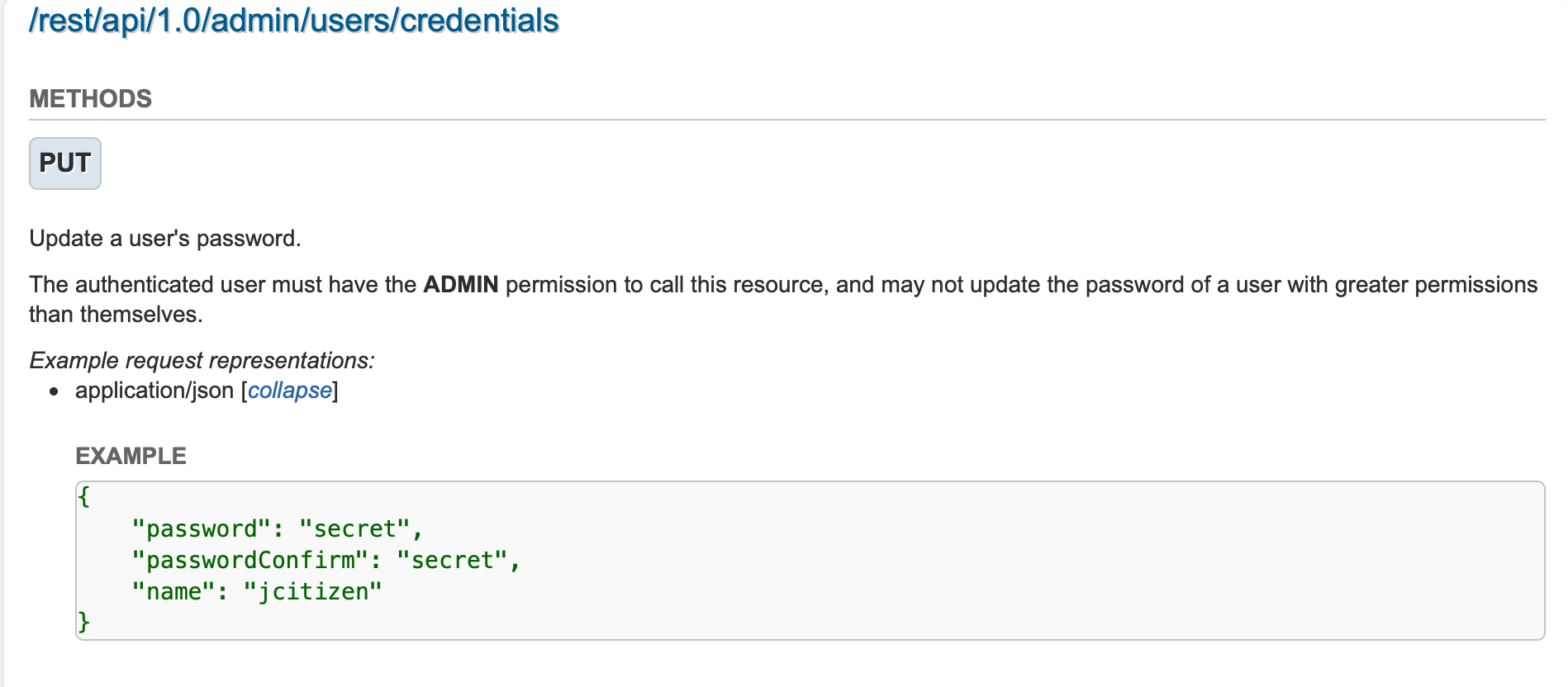 Unable to reset password using REST API's
