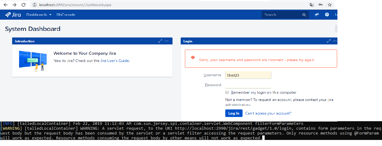 localhost:2990/jira/secure/Dashboard.jspa "I can't...