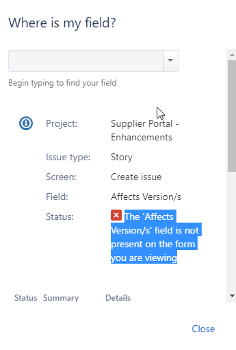 Solved: Affect version field is not showing on the screen