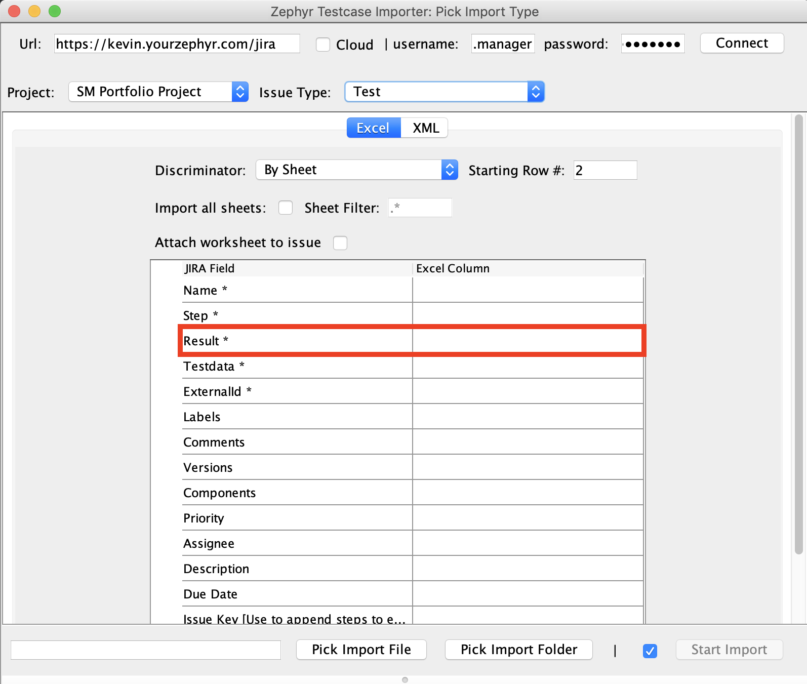 How to map zephyr test case importer fields to exc...