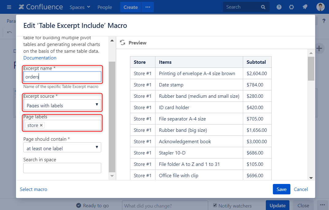 Pull data from a table column on one page into a t...