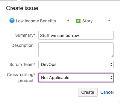 'create issue' pop up in confluence customisation