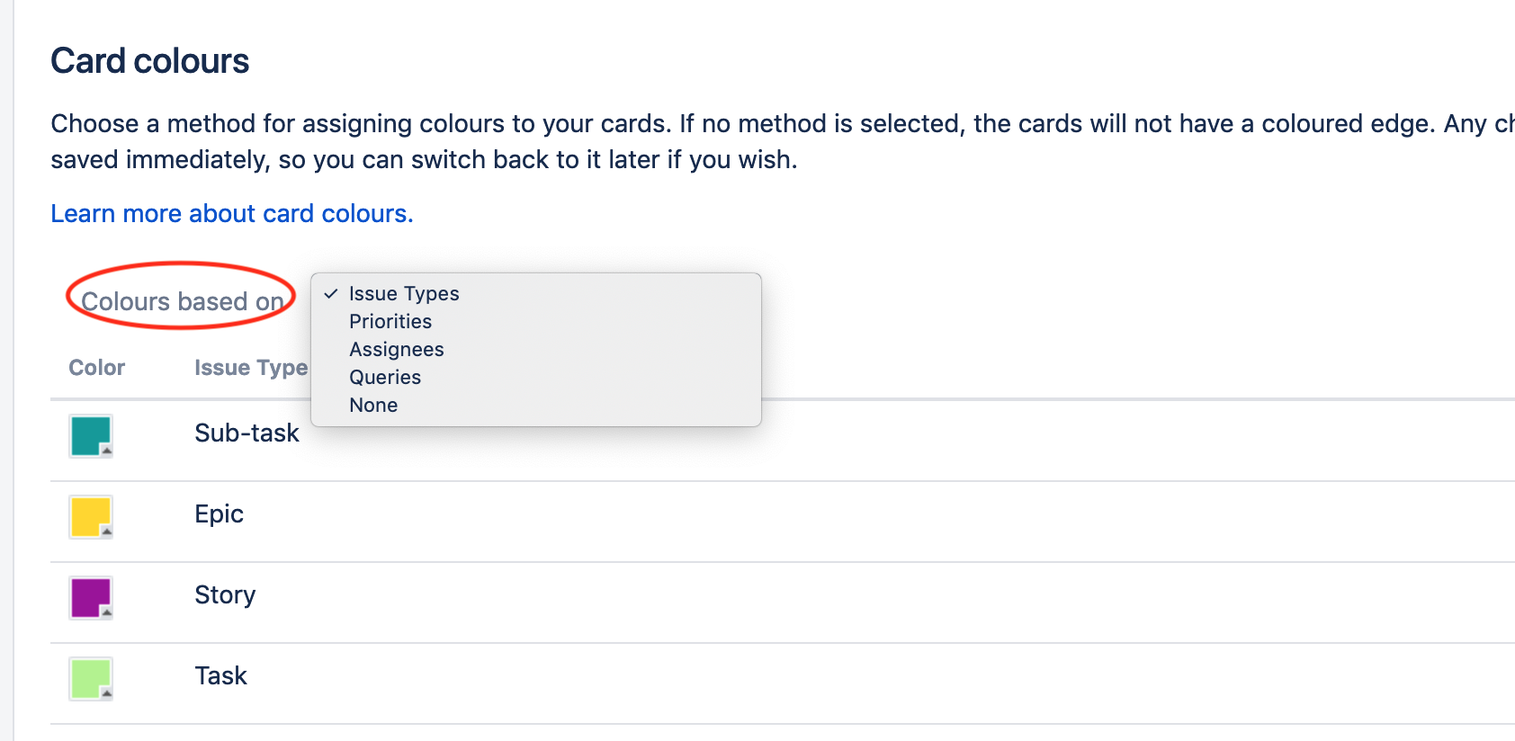 Setting an issue card color based on whether it is...