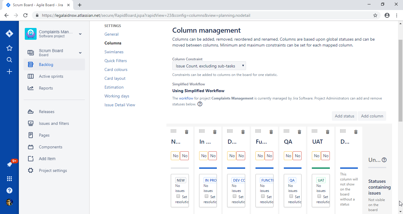 Issue with scrum board