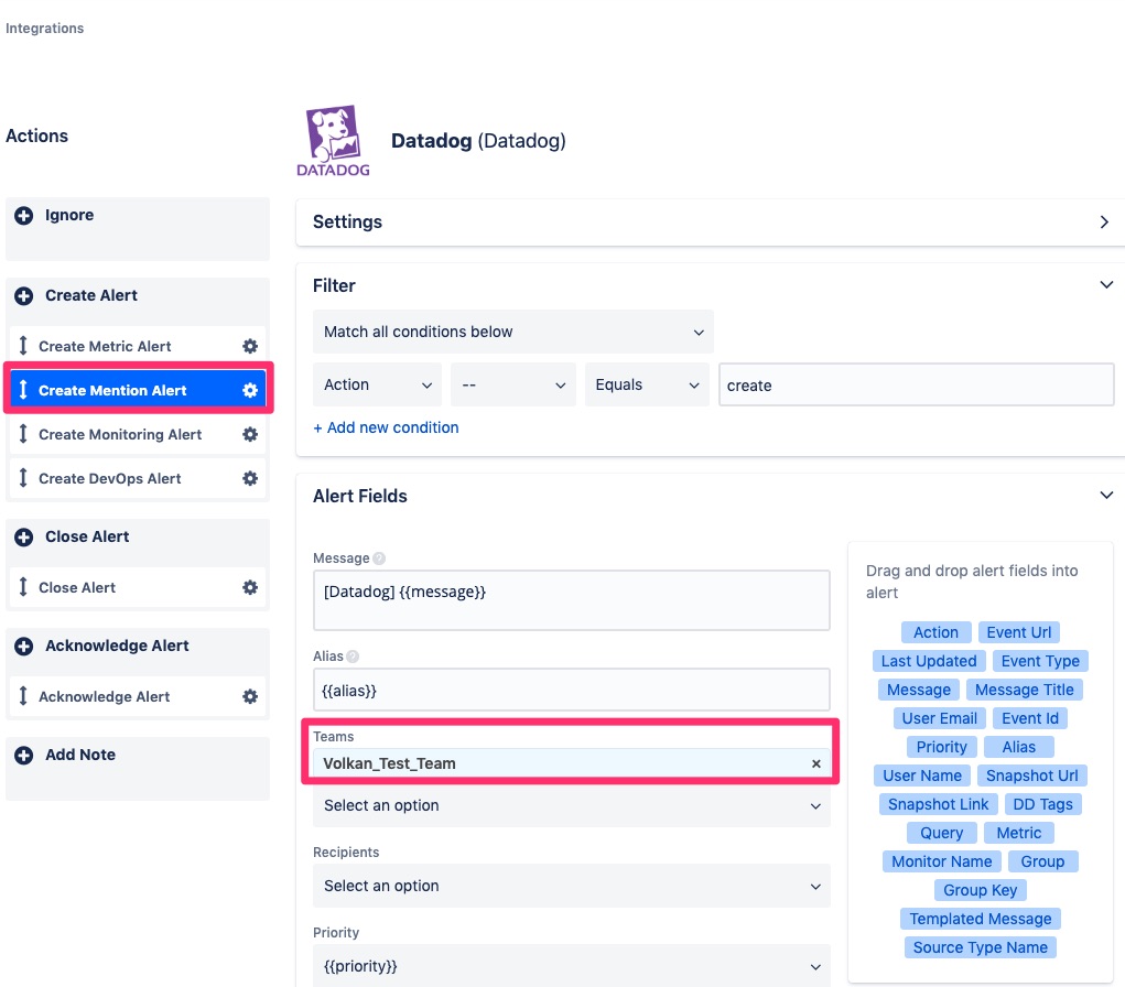 Opsgenie - Adding multiple create alert rules in order to send alerts ...