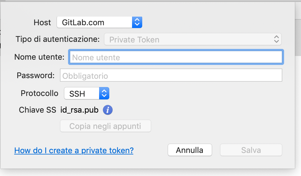 Solved: Authentication failed on Gitlab account adding