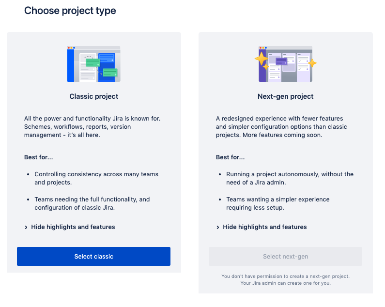 Creating Next-Gen Projects