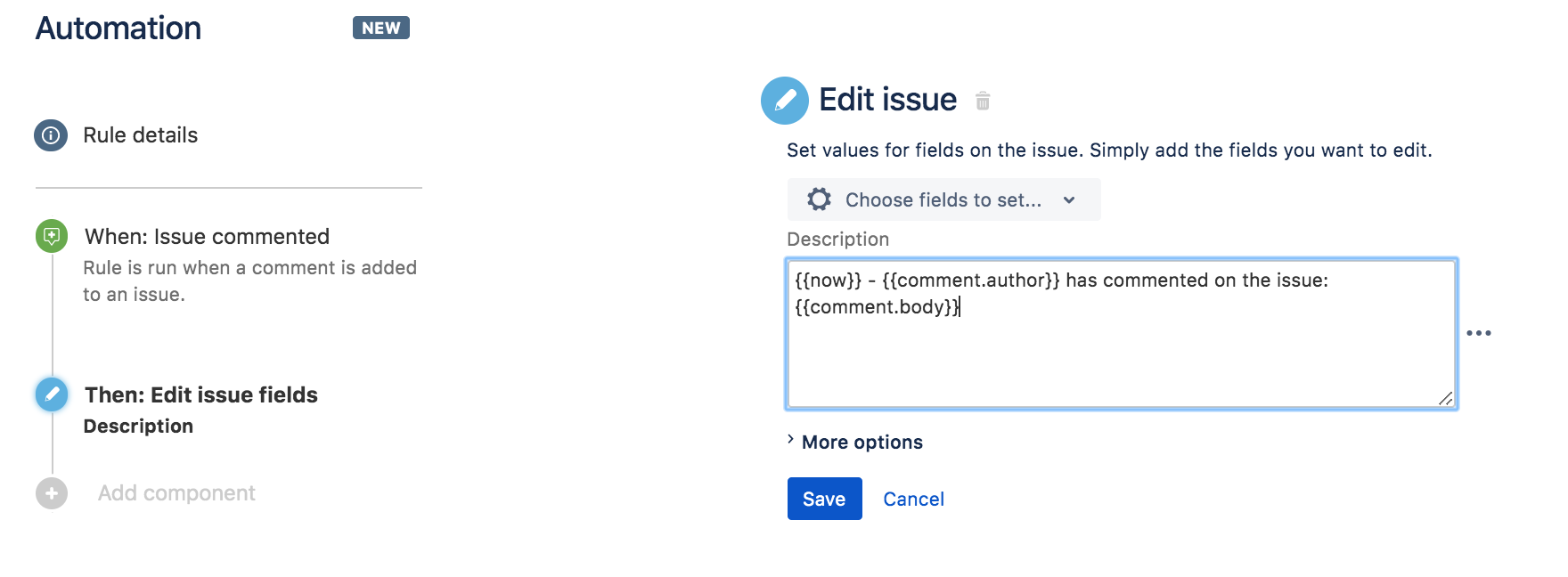 Field showing timeline view