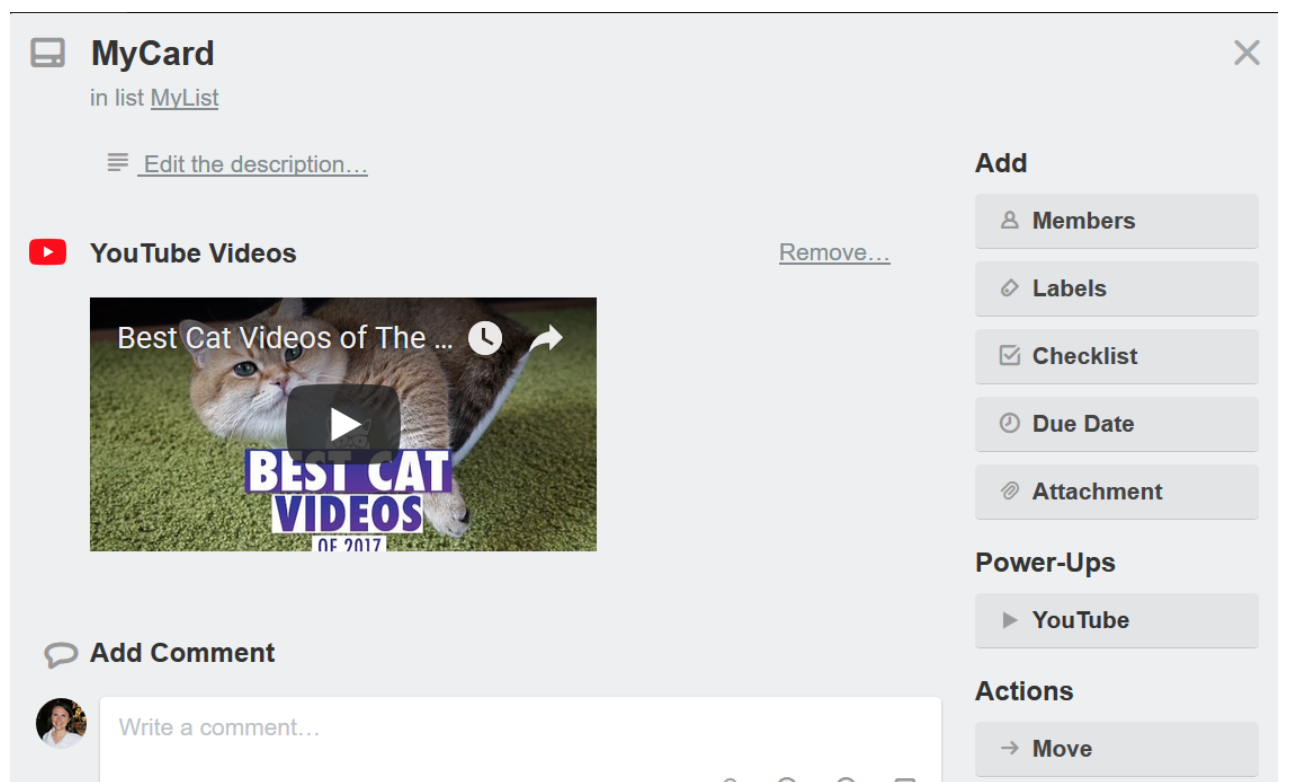 Embed YouTube video w/preview in Trello card NOT i...