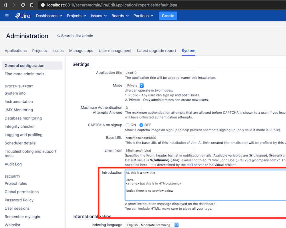 JIRA Software server Introduction message don't sh...