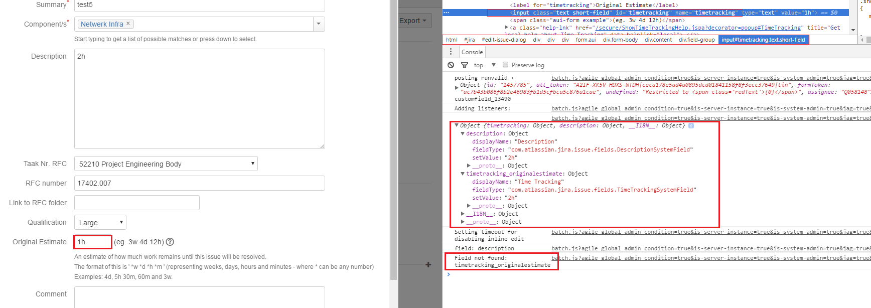 Set the "Original Estimate" field based on the val...