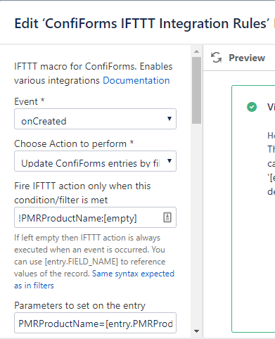 Solved: ConfiForms IFTTT Rule not updating filtered record