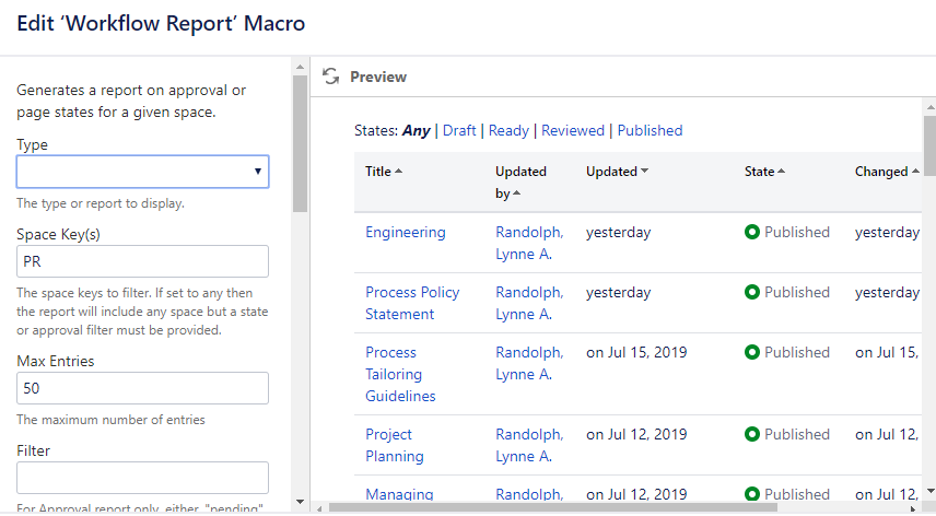 Solved: Comala Workflows - Approvals Workflow Report Macro