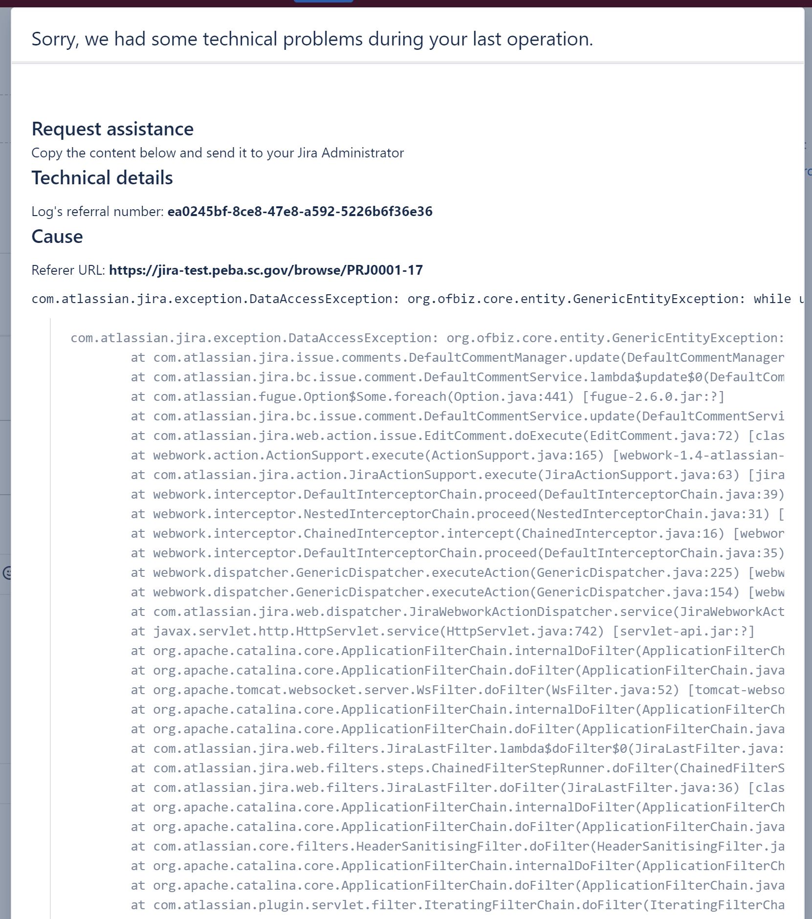 Jira Displays Odd/Obscure Error Message When Posti...