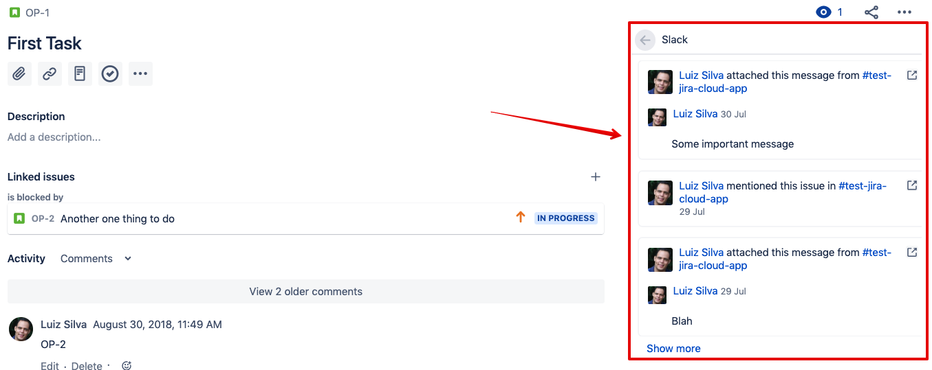 "Display Slack panel on issues in this project" Ho...