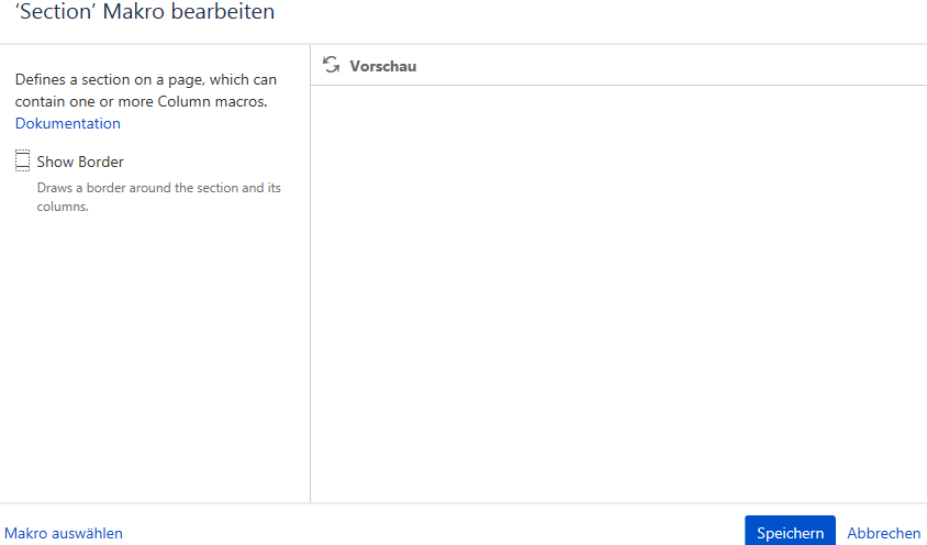 Section and Column Macros shown in DE Bereich und ...