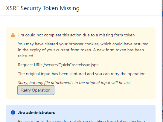 XSRF Security Token Missing