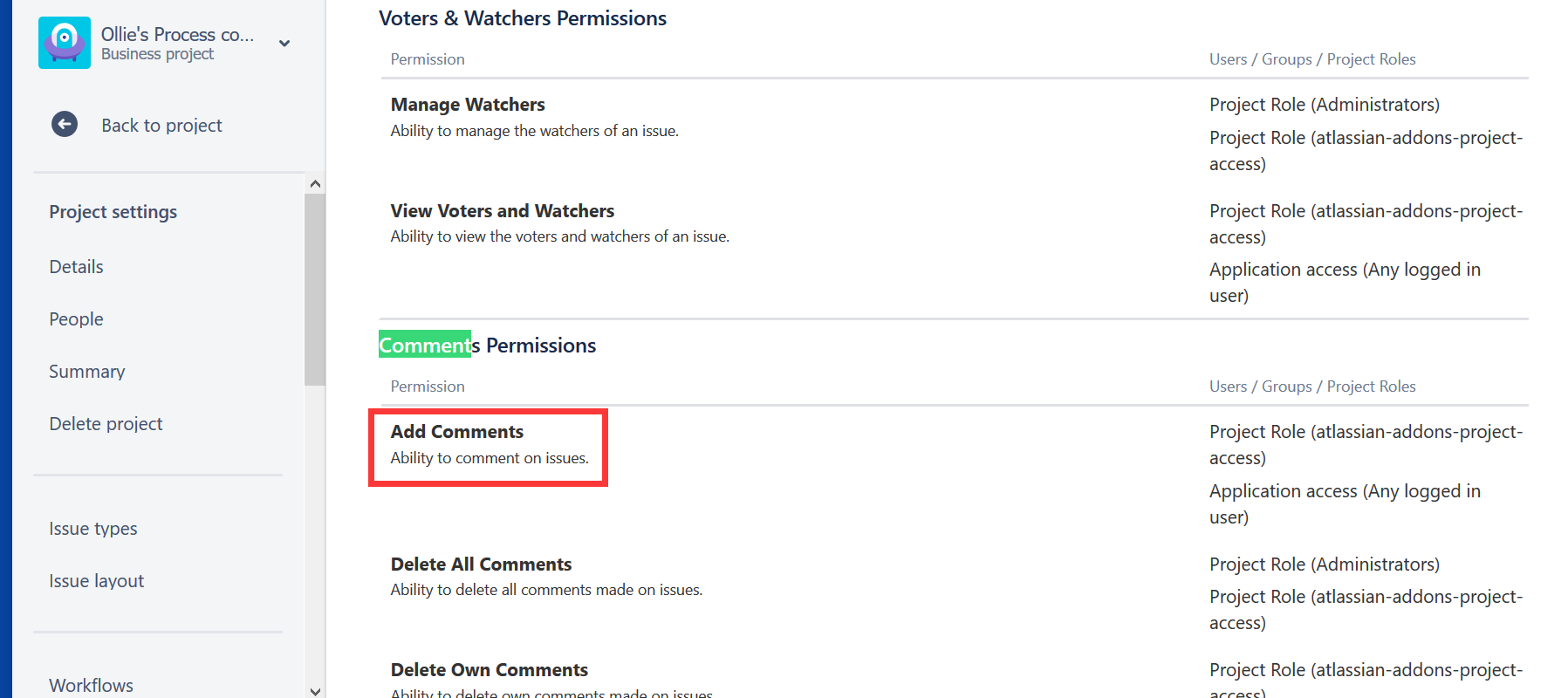 Hide button from issue screen
