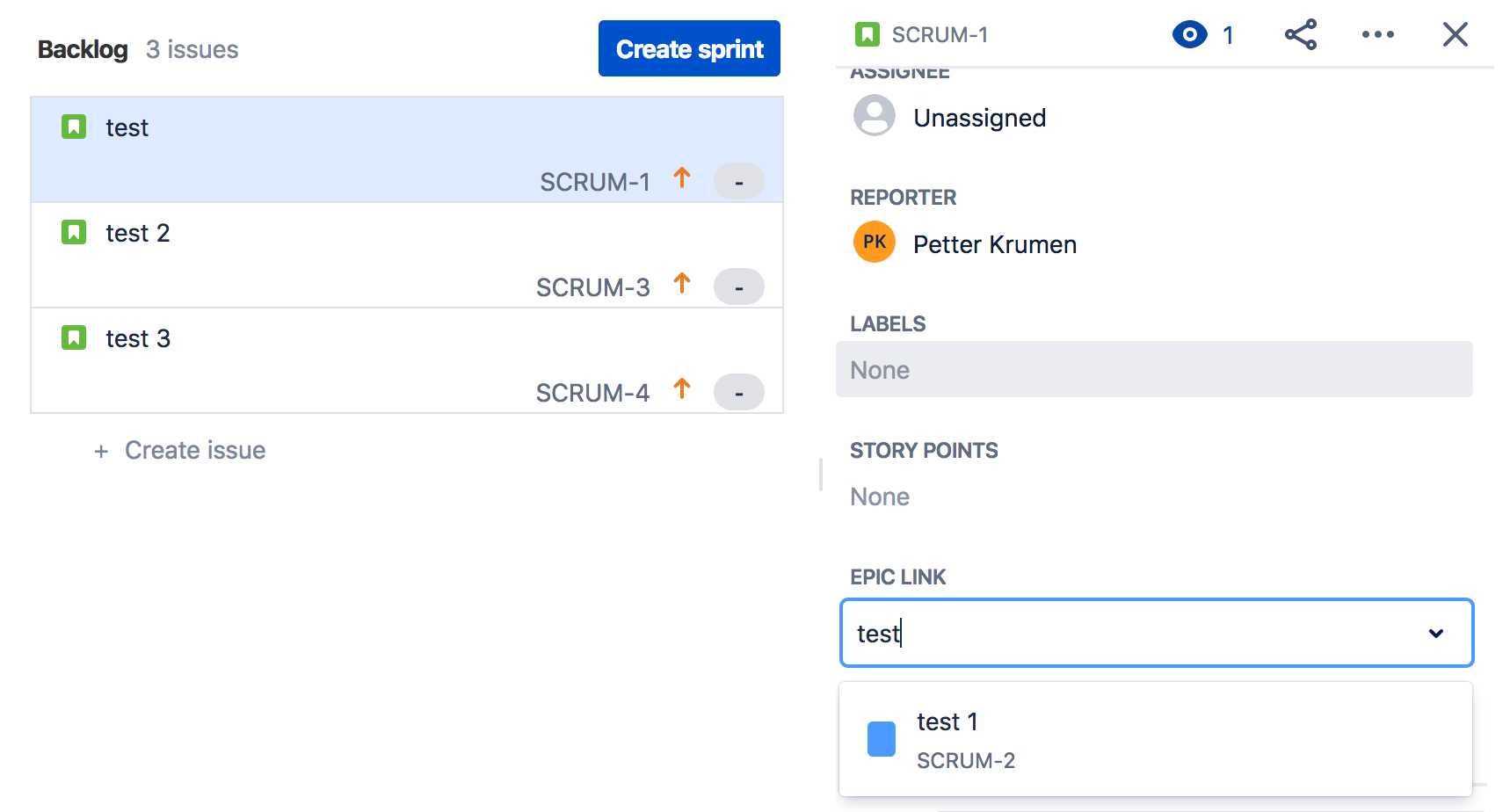 Can assign an "EPIC" to my task