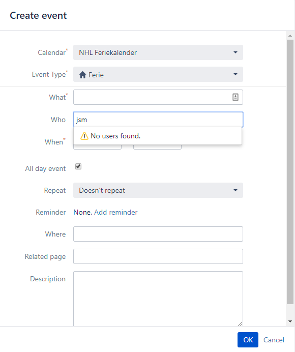 Solved: Unable to lookup Users in Create event dialog