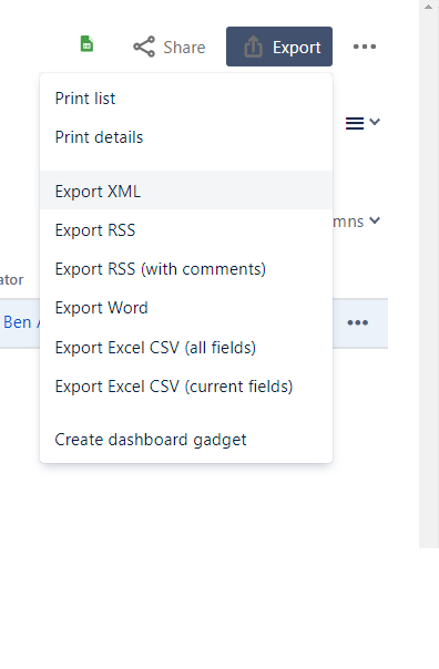 How can I export sprint features to CSV?