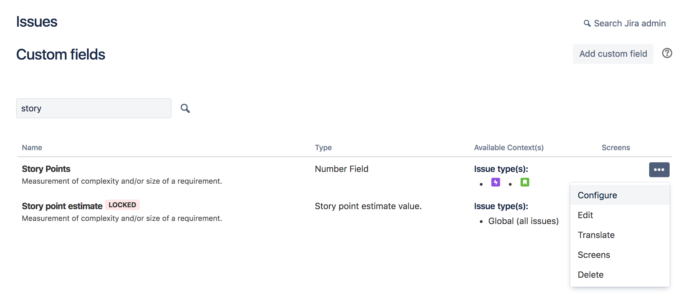 How to add a story points field to the existent is...
