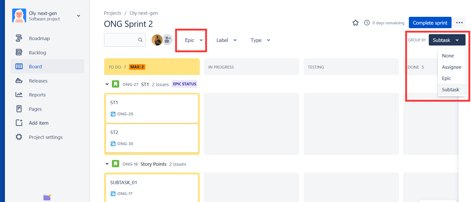 Show sub-tasks on next-gen project board?