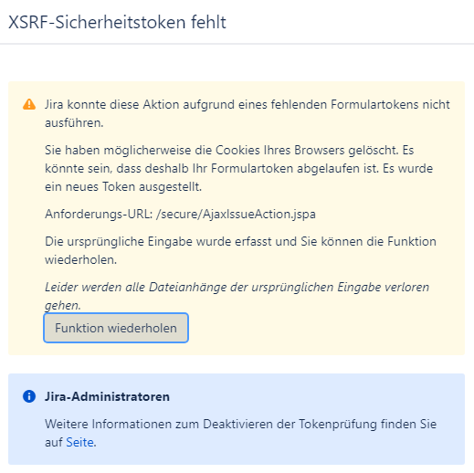 xsrf token expire and admin session