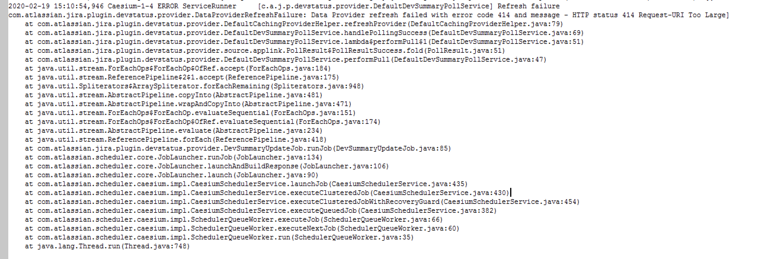 Solved: Data Provider refresh failed with error code 414