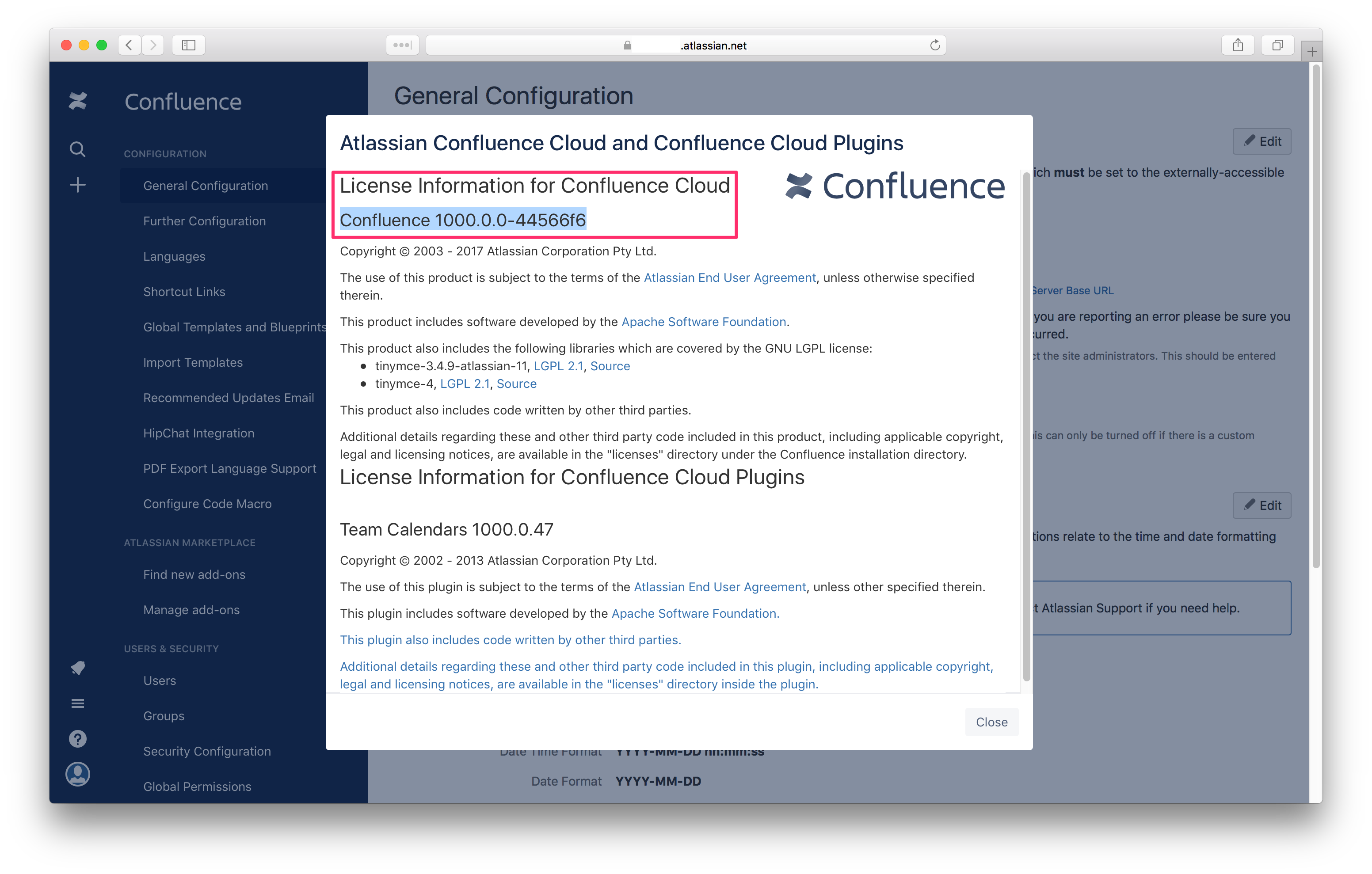 Confluence Cloudバージョン確認の方法 - Atlassian Community