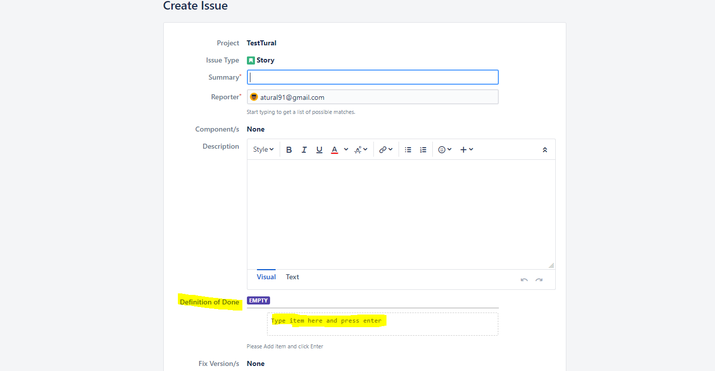 Automation of Definition of Done custom field.