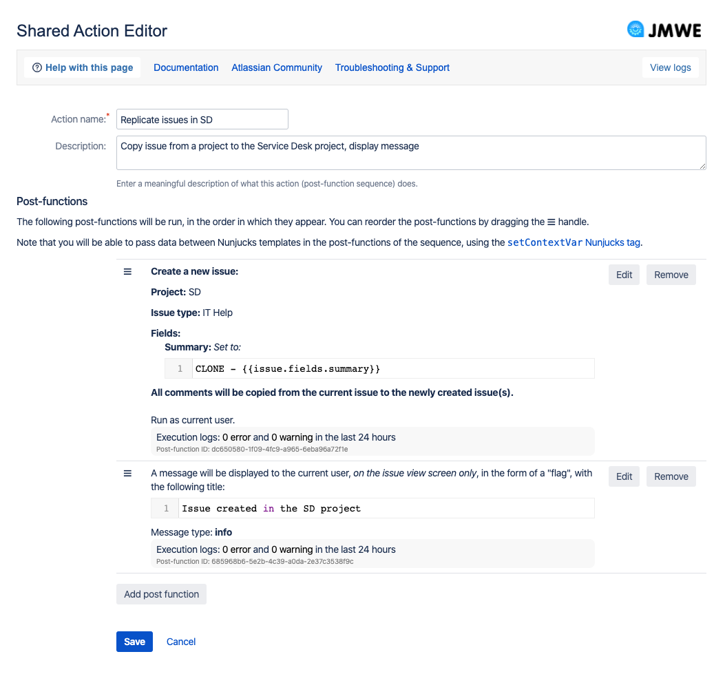 How to reuse workflow post-function configurations... - Atlassian Community