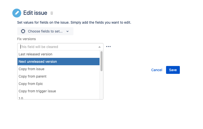 Jira Automation Advanced JSON Set Fix Versions Fie...