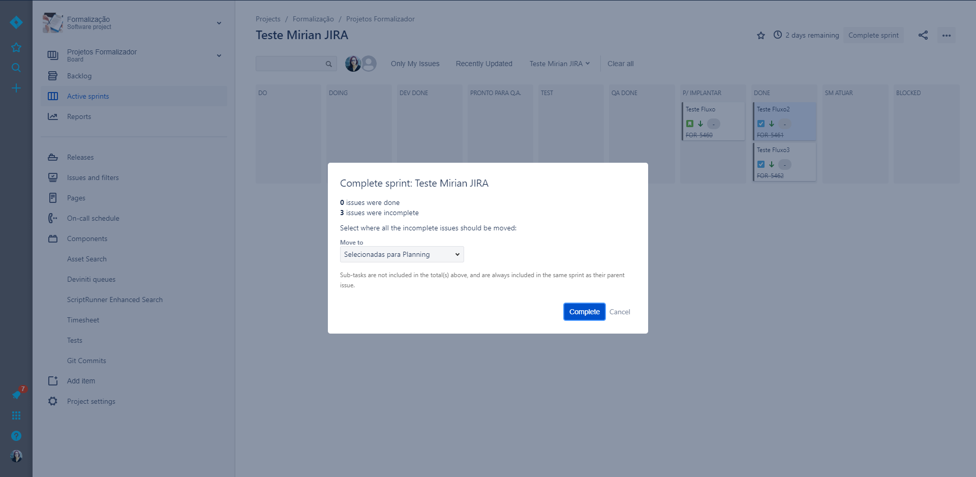 Status Done is not regognized in Sprint closure