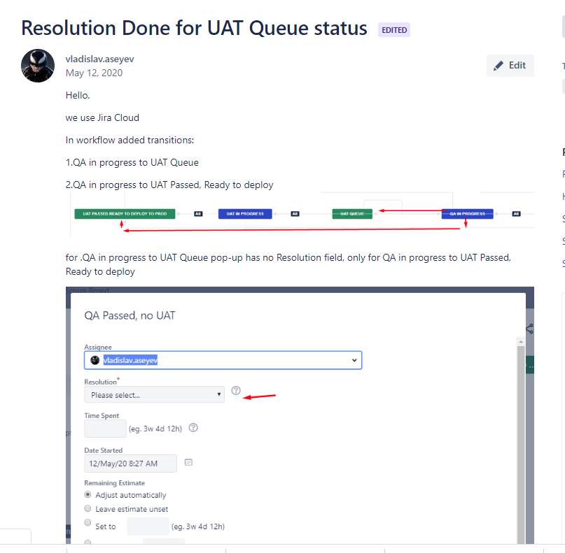 Resolution Done for UAT Queue status v2