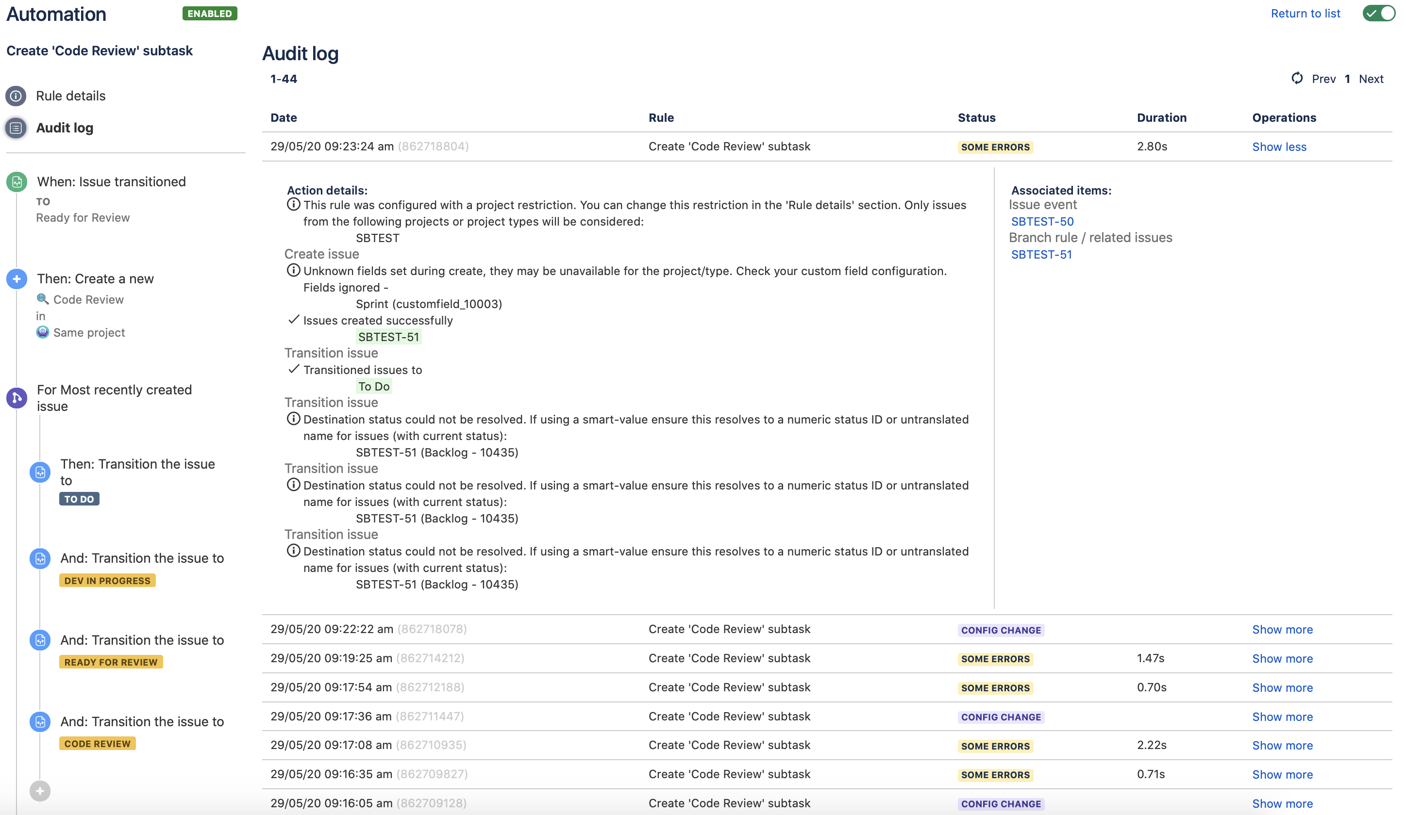 Solved: Create a 'Code Review' subtask in Automation & Tra...